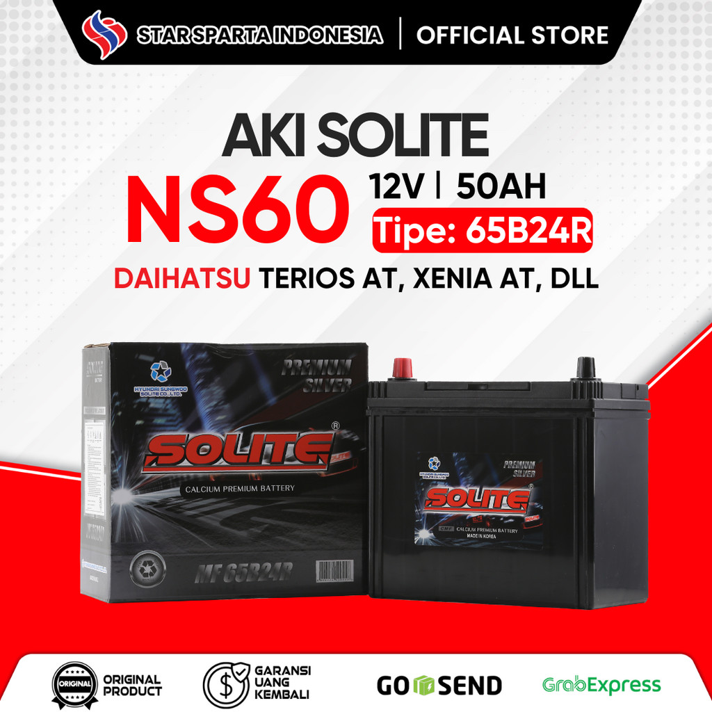Jual Solite - Aki NS60 12V 50Ah untuk Daihatsu Terios AT, Xenia AT. | Shopee Indonesia