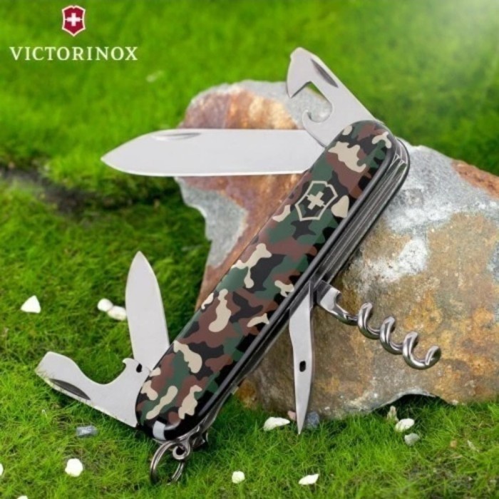 Jual PISAU LIPAT VICTORINOX SPARTAN CAMOUFLAGE KNIFE GREEN TOOTHPICK ...