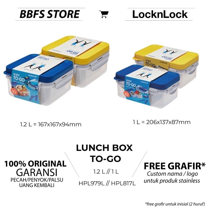 Jual Lock & Lock TO-GO Lunch Box 1.2L Blue HPL979LB Kotak Makanan Bekal ...