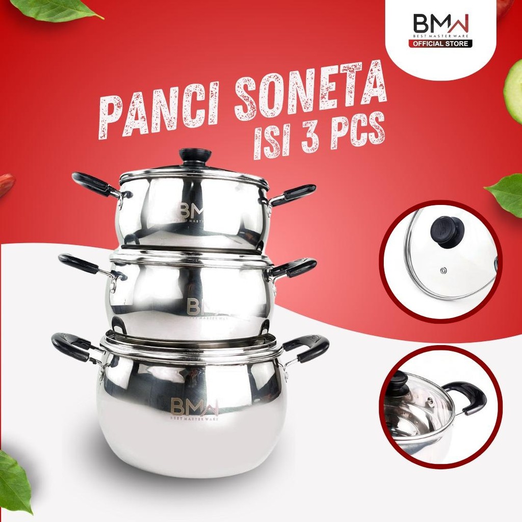 Jual BMW Kitchenware - Panci Rebus Soup Pot 1 Set 3 Pcs Panci Labu ...
