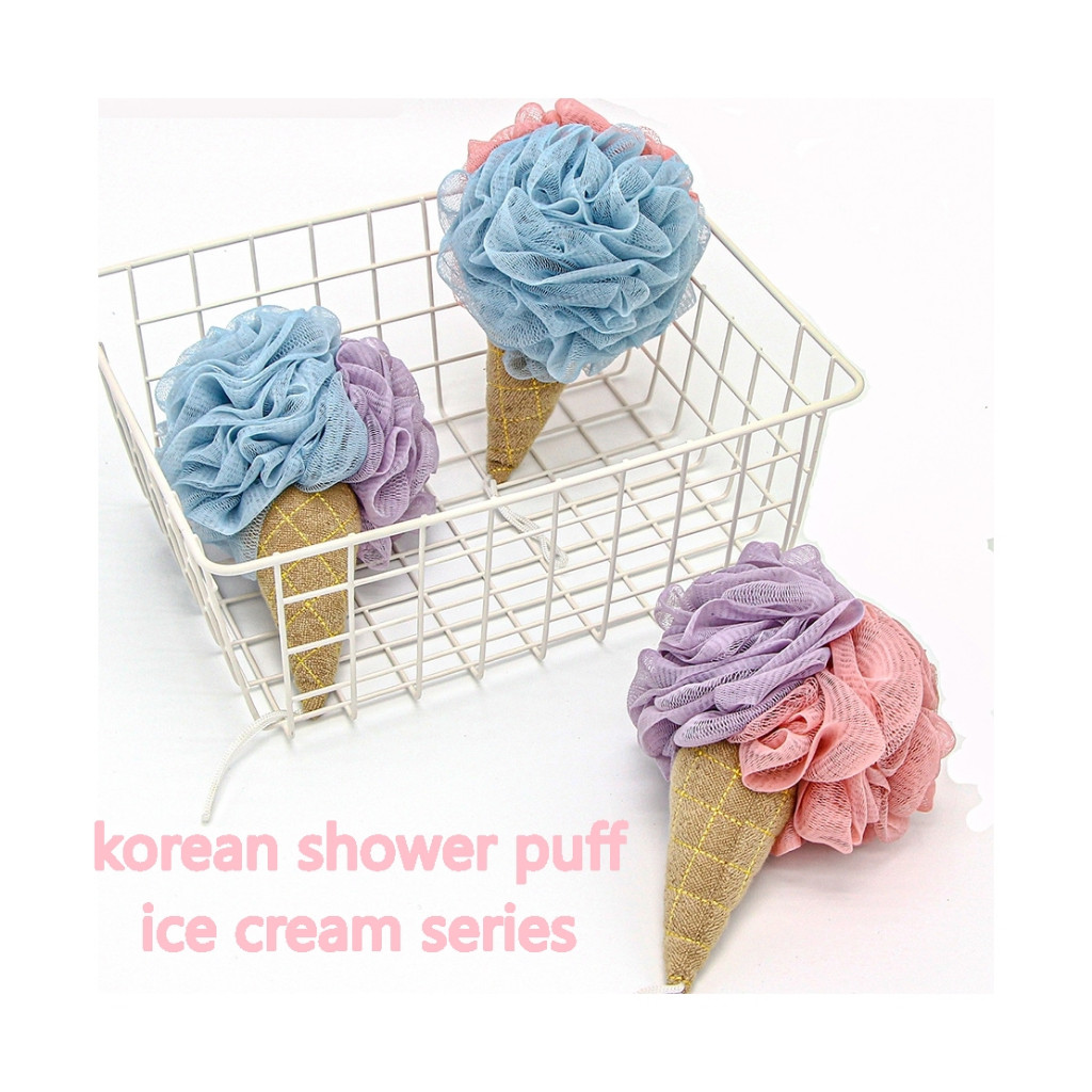 Jual Shower Puff Cute Ice Cream Cone spon Mandi bentuk Lucu Korean Bath ...