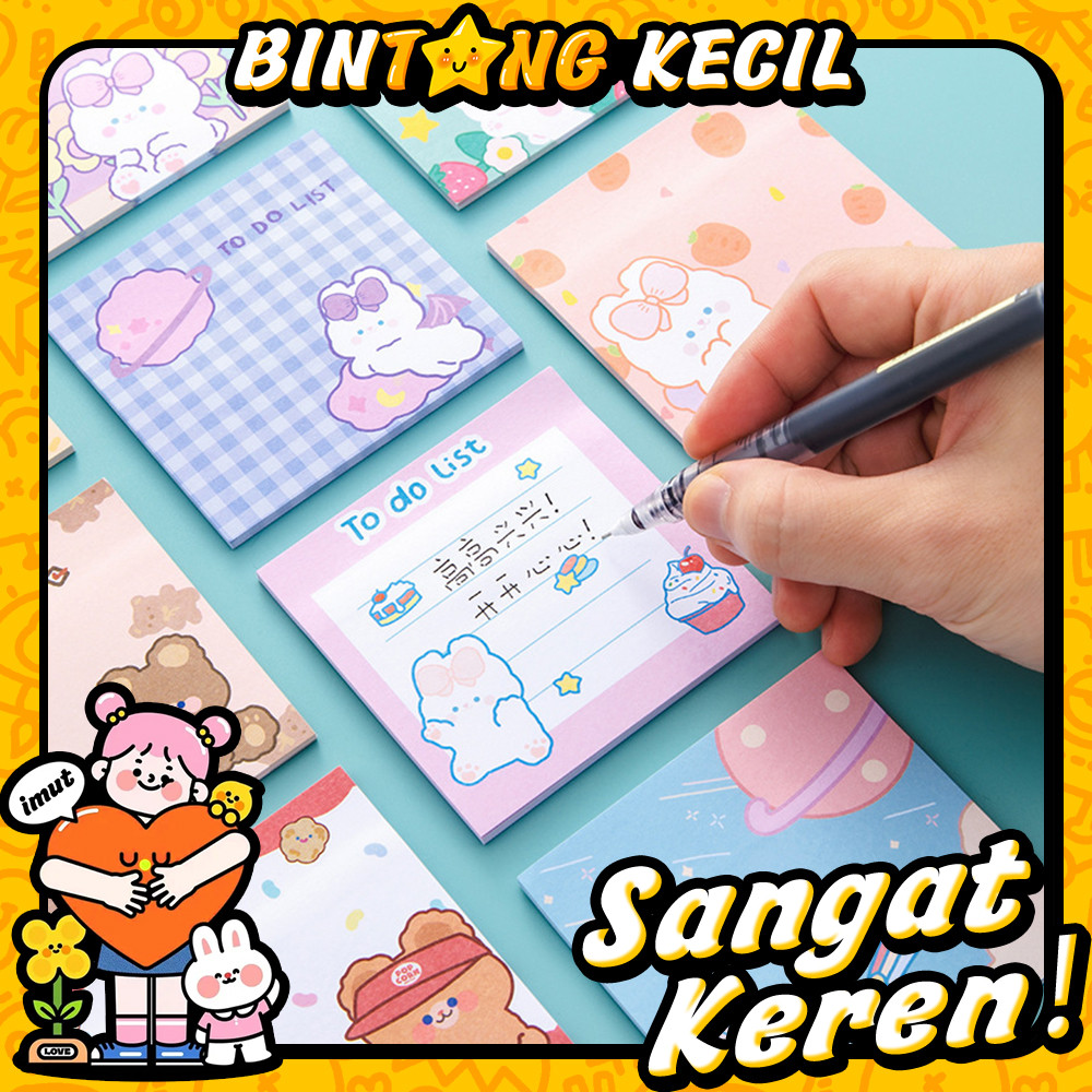 Jual 90 Lembar Sticky Note 3 in 1 Catatan Tempel Kartun Stiker Pesan ...