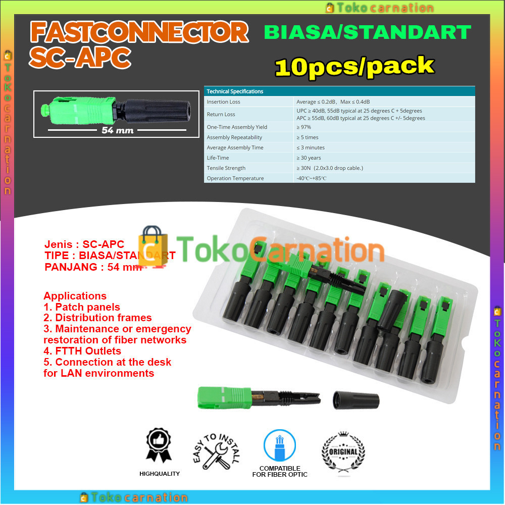 Jual [[ TERMURAH ]]Fast Connector SC APC /Fiber Optik Connector/ FTTH ...