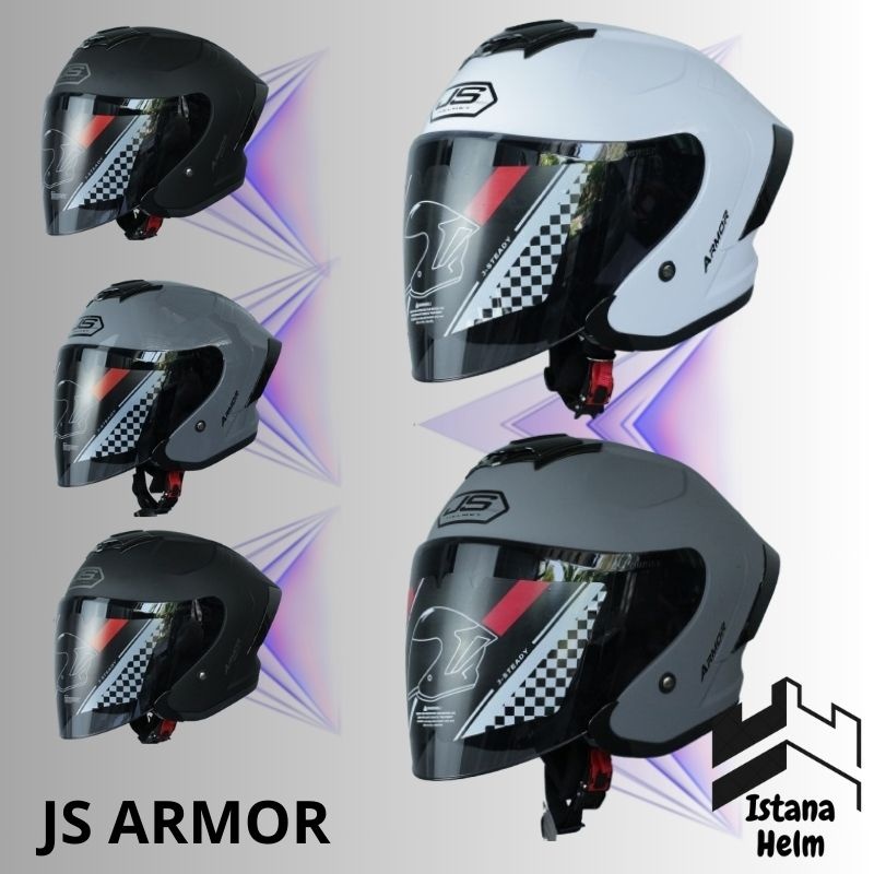 Jual HELM JS ARMOR VISOR FLAT SMOKE/BENING FULL WARNA | Shopee Indonesia