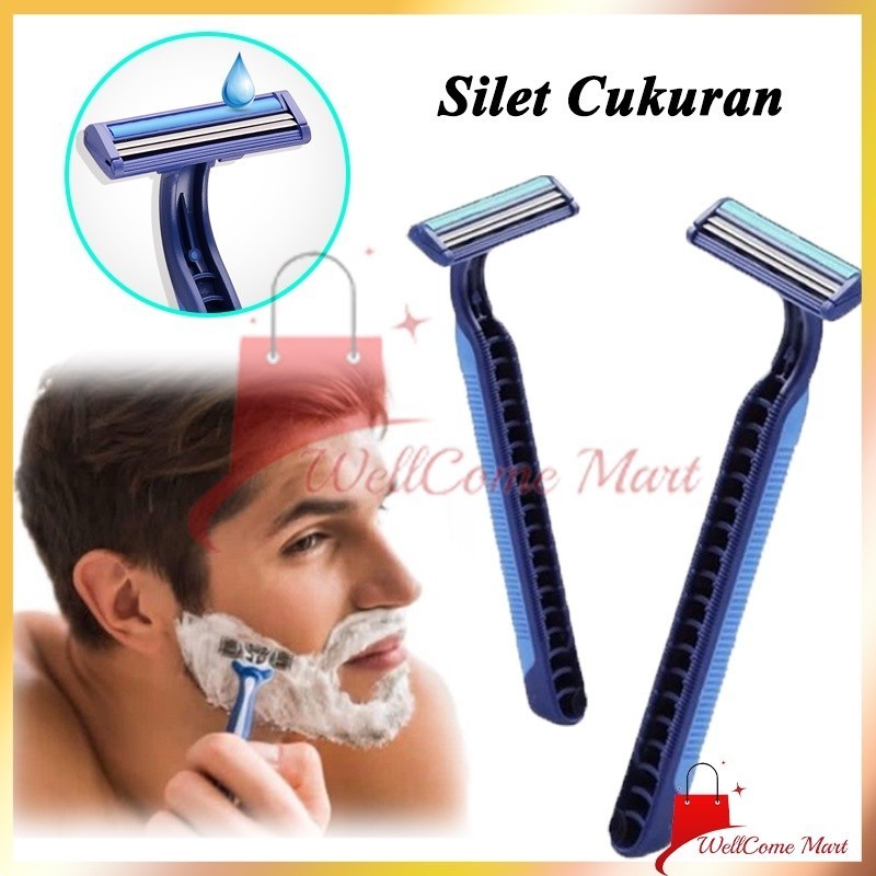 Jual Cukuran Kumis Jenggot 2 Mata Silet Biru / Alat Cukur Kumis dan ...