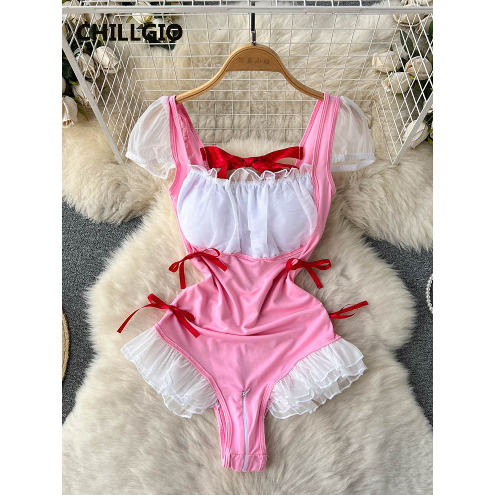 Jual CHILLGIO Women Sexy Uniform Bodysuits Short Sleeves Intimate ...