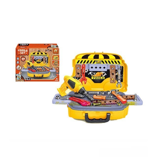 Jual Kado Mainan Anak Alat Pertukangan Obeng Bor Tool Set 2 in1 26 PCs ...