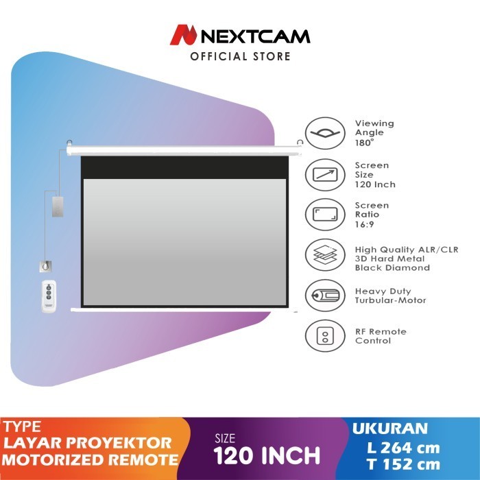 Jual Nextcam Screen Projector 120inchi Motorize / Layar Proyektor ...