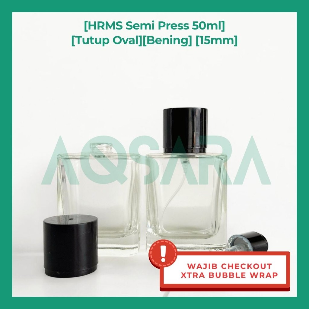 Jual Botol HRMS 50ml Semi Press Bening Tutup Hitam Oval | Shopee Indonesia
