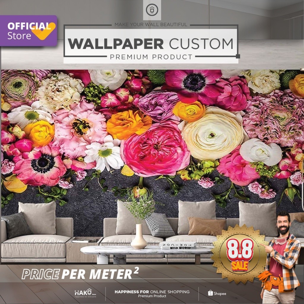Jual Wallpaper Custom Ruang Tamu | Gambar Bunga dan Tanaman 1.25 ...