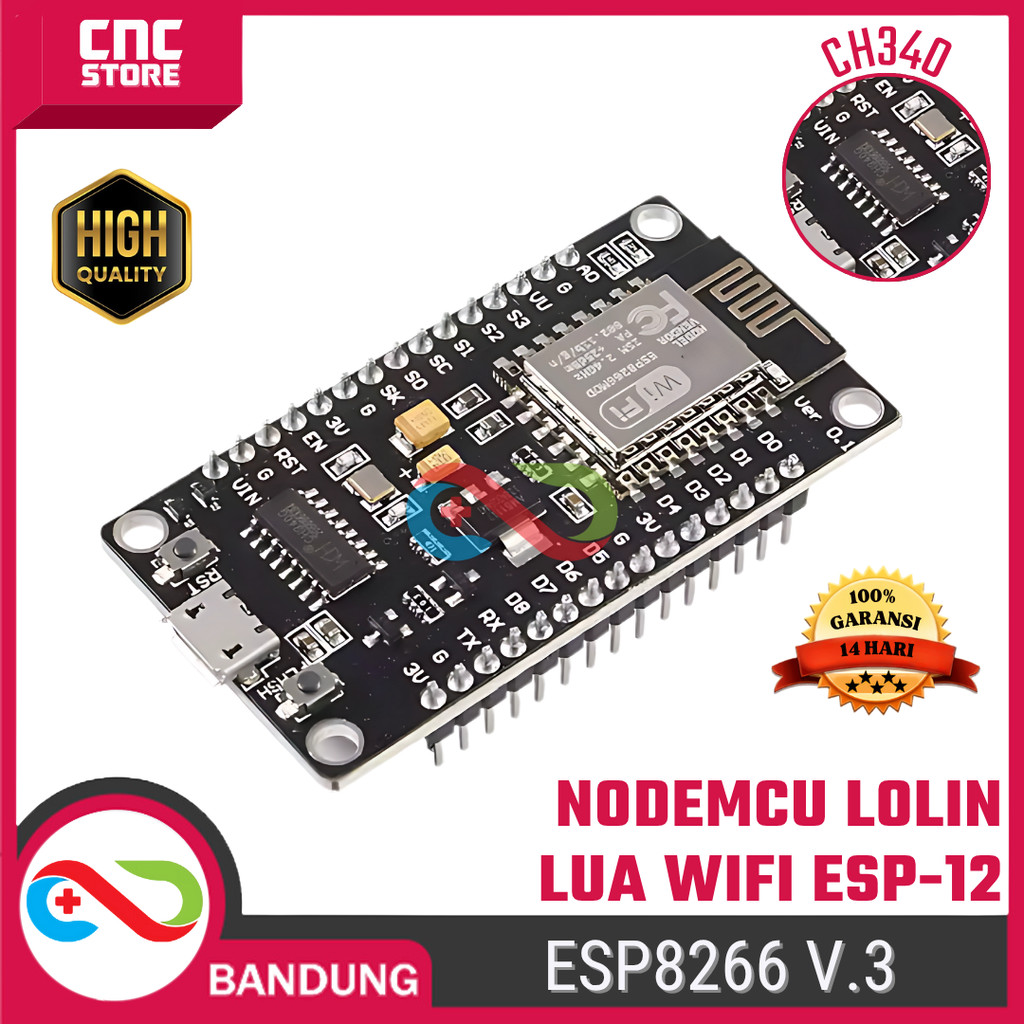 Jual NodeMCU V3 ESP8266 CH340 – Board WiFi IoT 4MB Flash (ESP-12) | Shopee Indonesia
