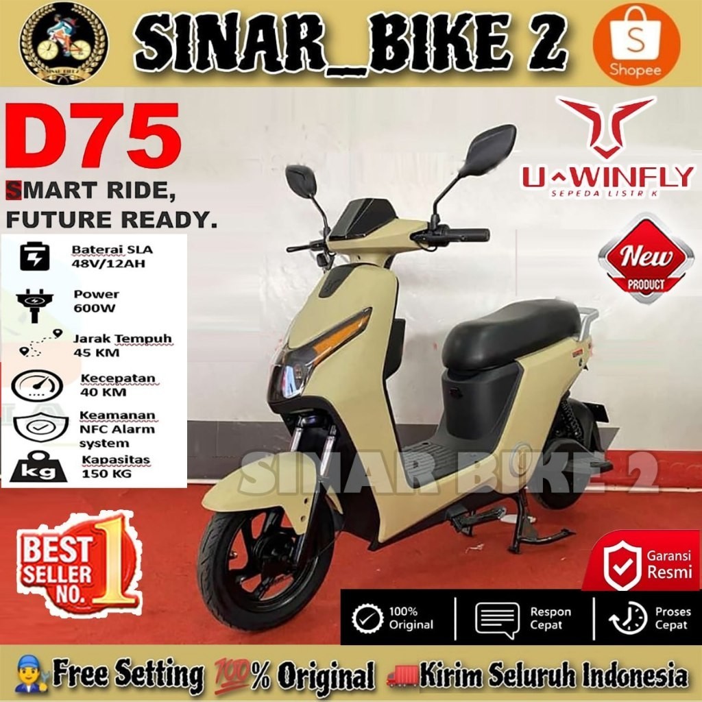 Jual Sepeda Listrik UWINFLY D75 D 75 NEW 600 Watt NFC Garansi Resmi | Shopee Indonesia