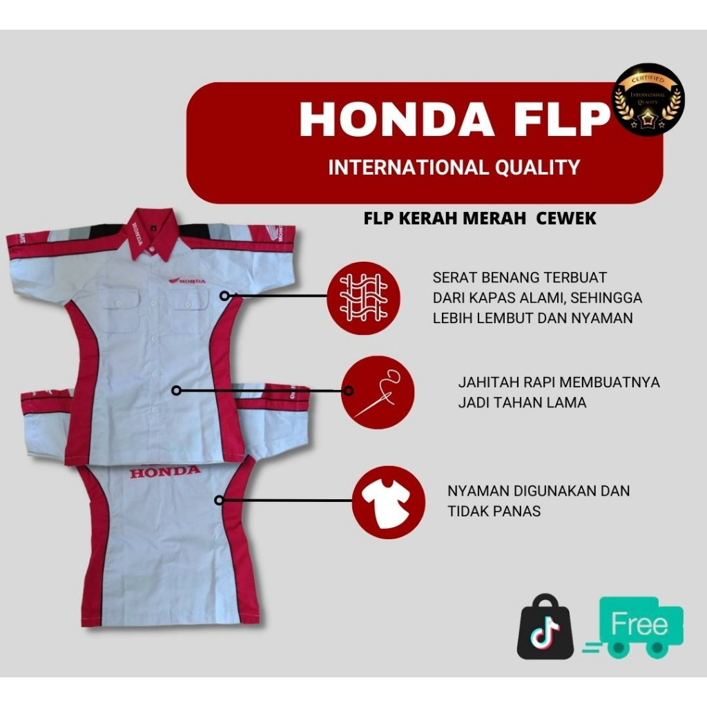 Jual Seragam Honda Frontline People (FLP) Wanita Kerah Merah ...