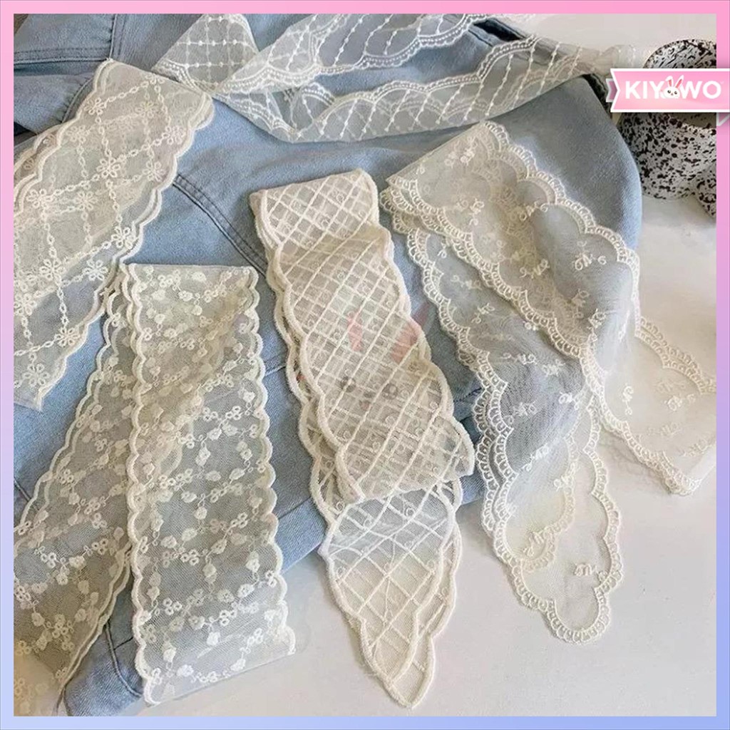 Jual KIYOWO Ikat Rambut Mesh Renda Putih Scarf Motif Bunga Gaya Fashion ...