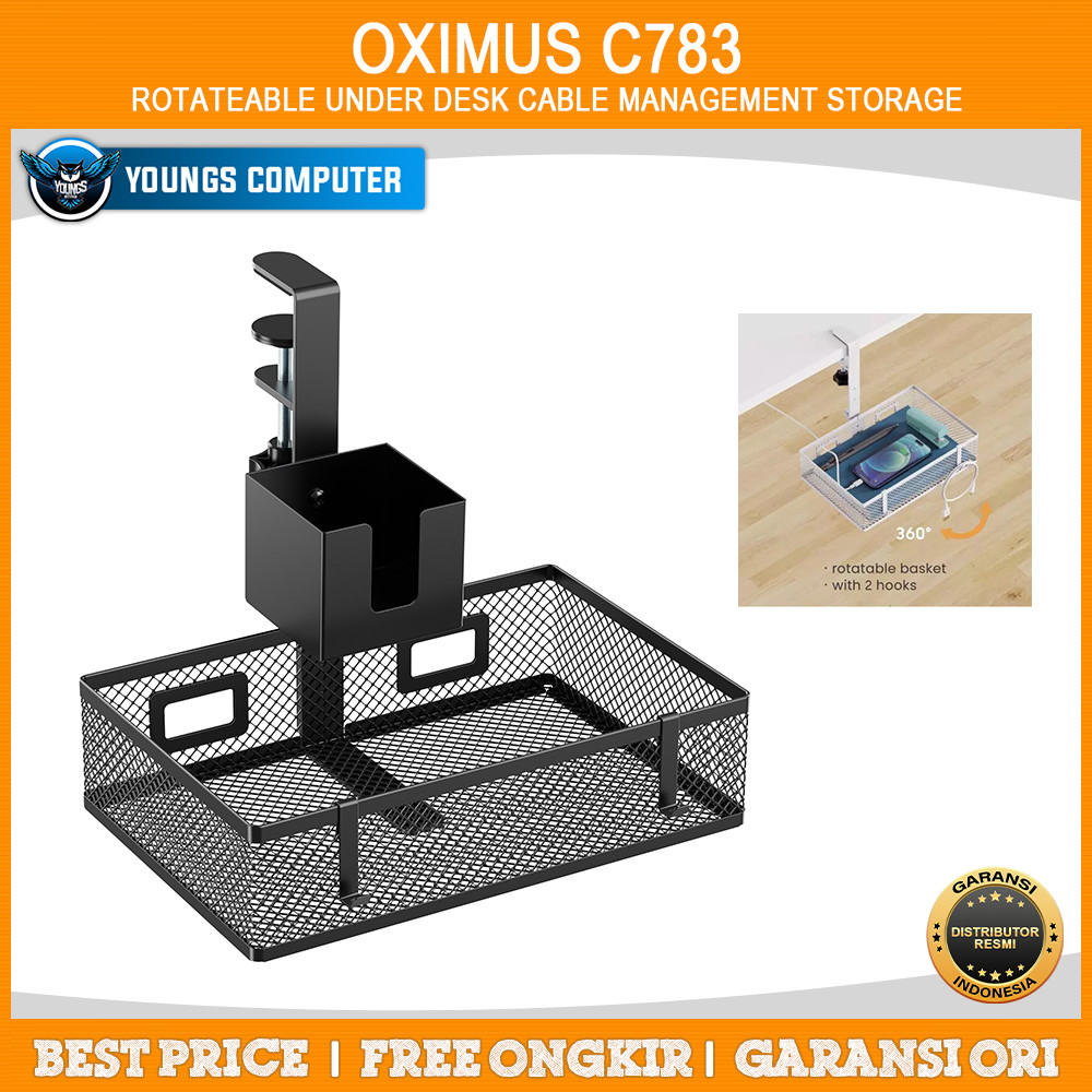 Jual OXIMUS C783 Rotateable Under Desk Cable Management Storage | Under-Desk Tray Manajemen ...
