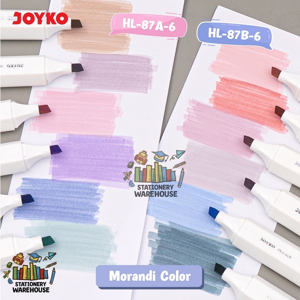 Jual Penanda Berwarna Highlighter Joyko HL-87A & 87B 6 Warna Morandi ...