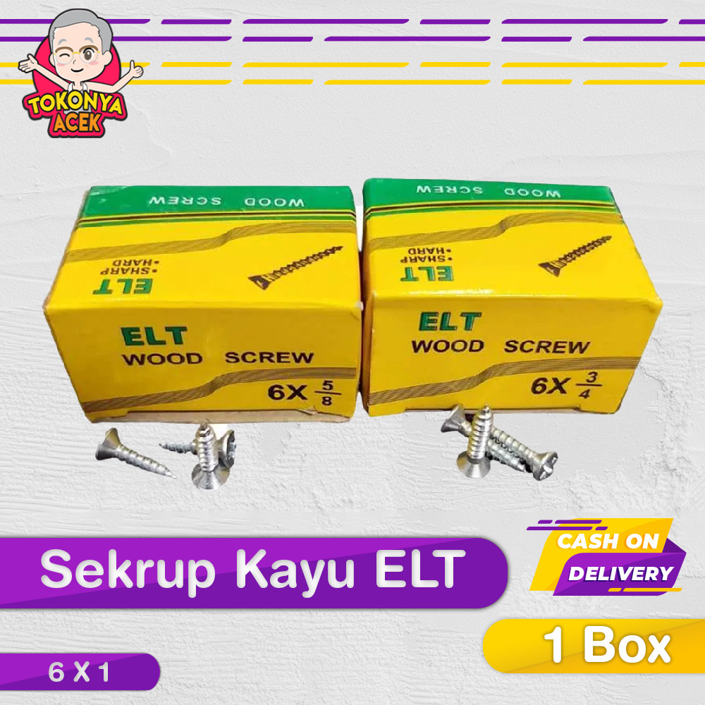 Jual ELT Skrup Kayu 1"/ Wood Screw FH (+) Putih 6 X 1 Inch - Baut ...