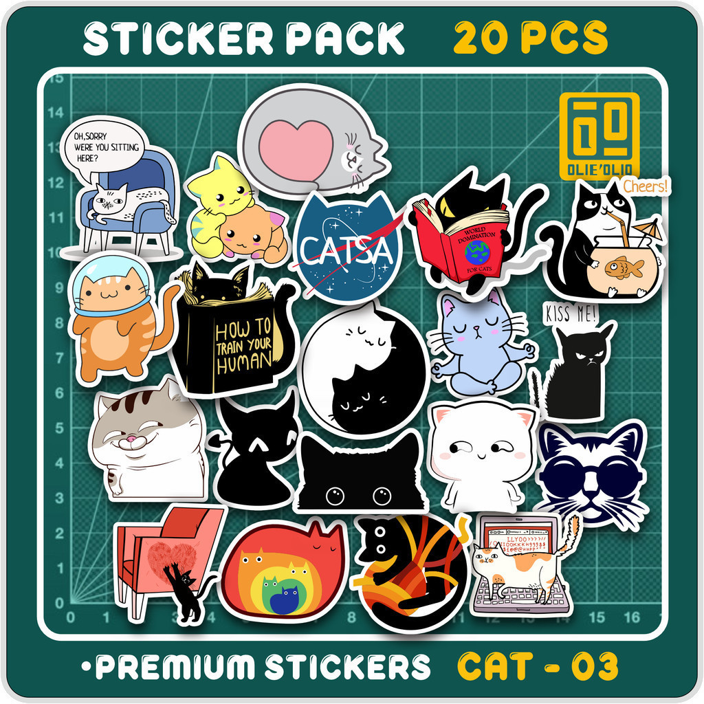 Jual STIKER CUSTOM KUCING 03 LUCU CUTE CAT ISI 20PCS | STIKER HP ...