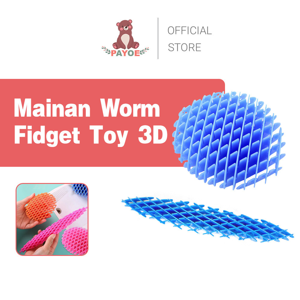 Jual PAYOE Mainan Worm Fidget 3D Mainan Squishy Worm Pop It Toy Mainan ...
