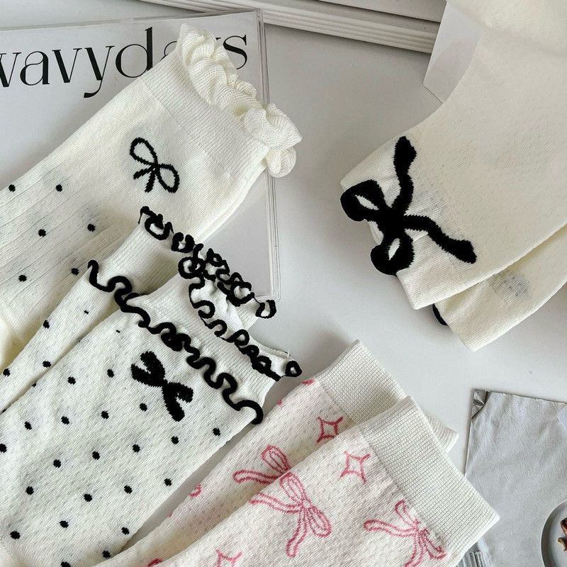 Jual Little Maple - Mimi Bow Korean Socks / Kaos Kaki Korea Premium ...