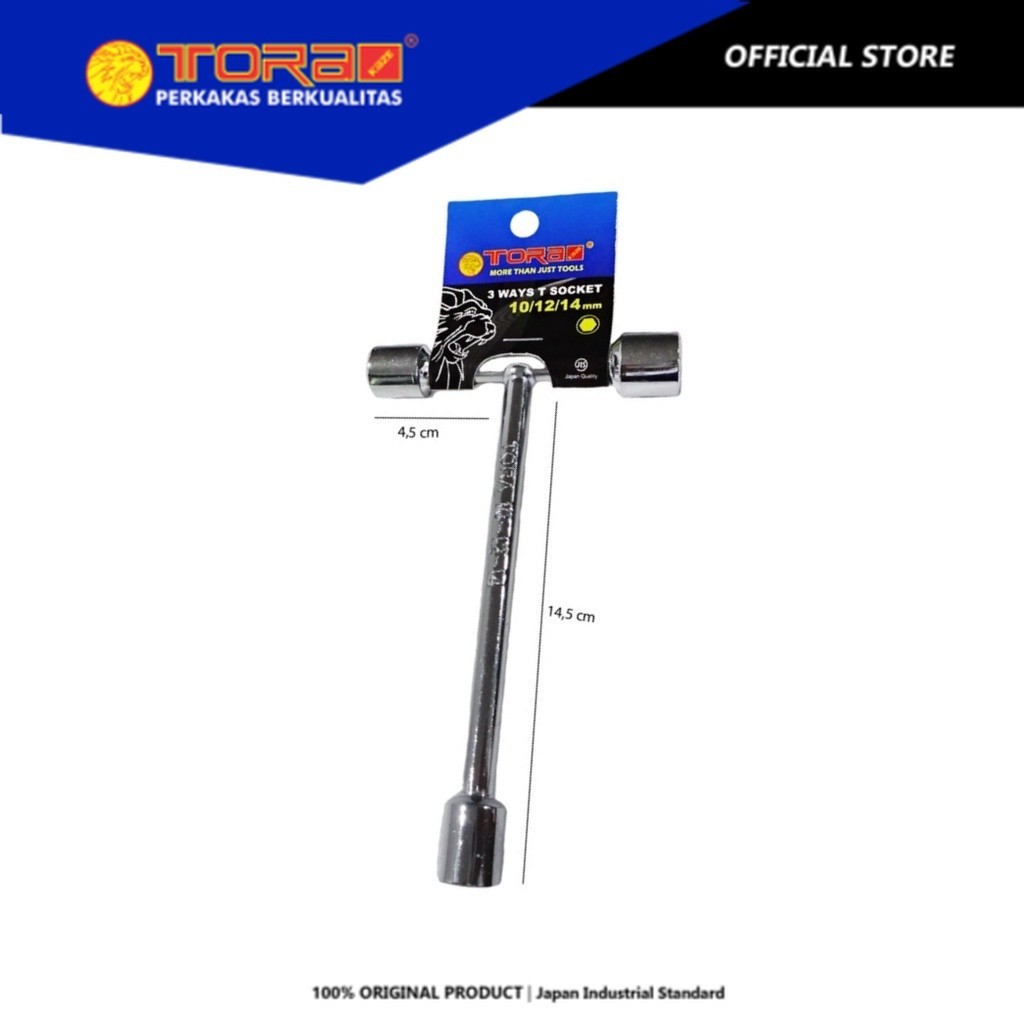 Jual TORA Kunci Sok T 3 Mata 10, 12, 14 mm - T Socket Wrench 3 Ways ...