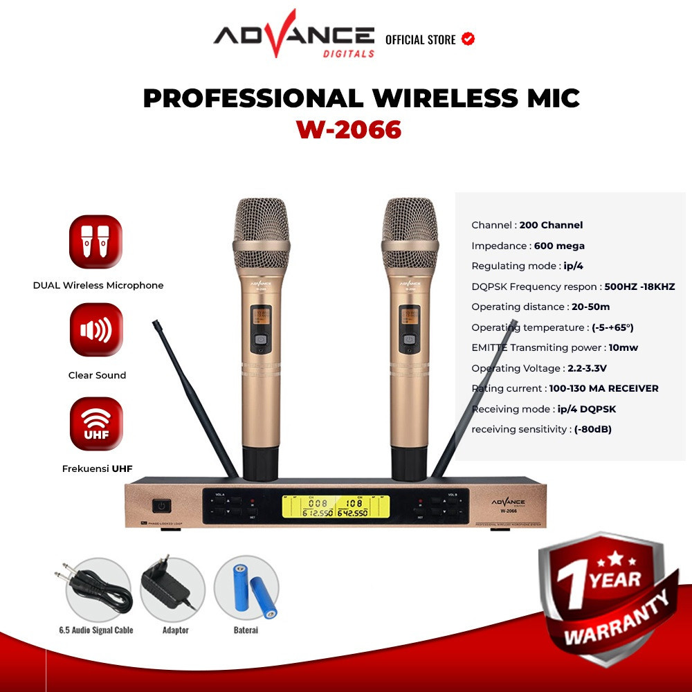 Jual 【Gratis Ongkir+COD】Advance Mic Wireless Microphone Profesional ...