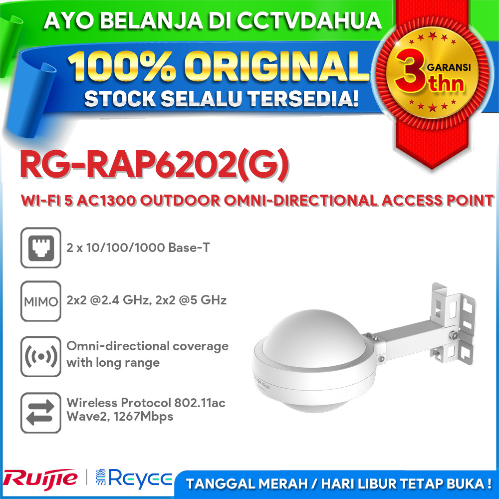 Jual RUIJIE REYEE RG-RAP6202(G) WI-FI 5 AC1300 OUTDOOR OMNI-DIRECTIONAL ...