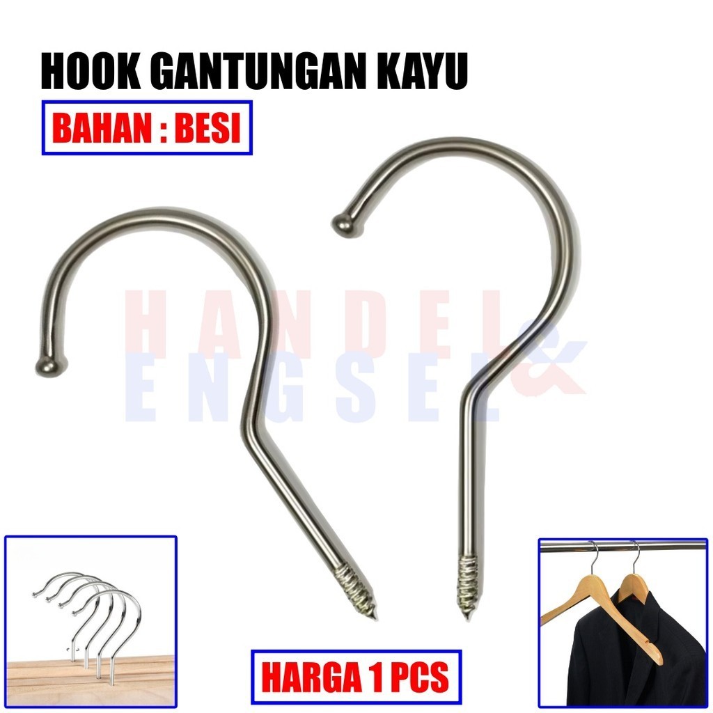 Jual Hook Hanger Kayu Besi Huk Hanger Kayu Silver Kait Hanger Kayu ...