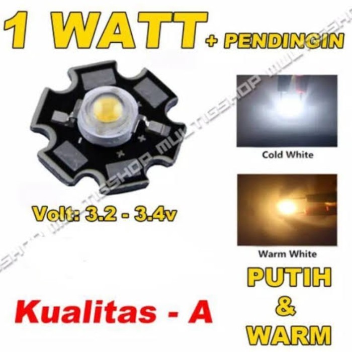 Jual SM99 led + heatsink 1 watt putih HPL warm white kuning sudah ...