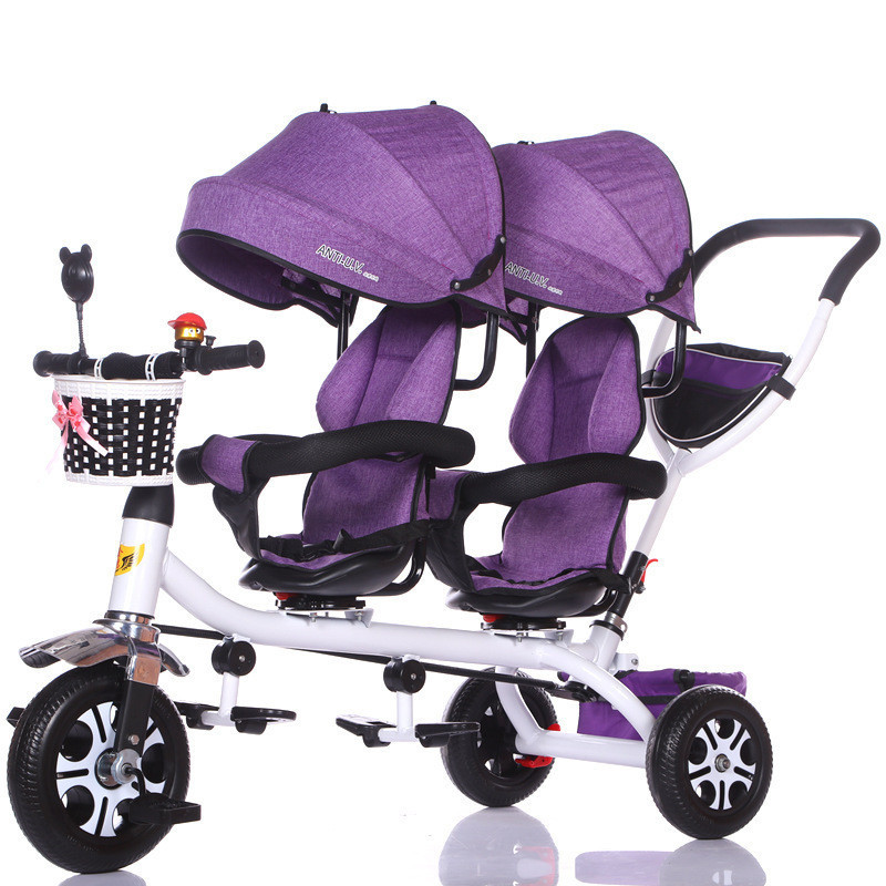 Jual Anti UV Sunshade Twins Baby Stroller Double Tricycle Trolley ...