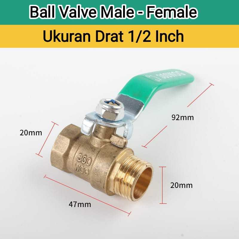 Jual Ball Valve / Stop Kran Kuningan Asli 100% Drat Luar dan Dalam 1/2 " inchi | Shopee Indonesia
