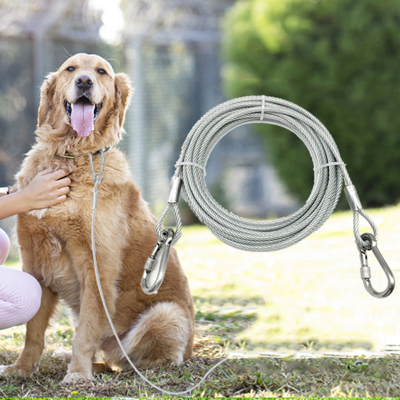 Jual Double-headed Dog Tie Out Cable Leash ,raction rope with metal ...