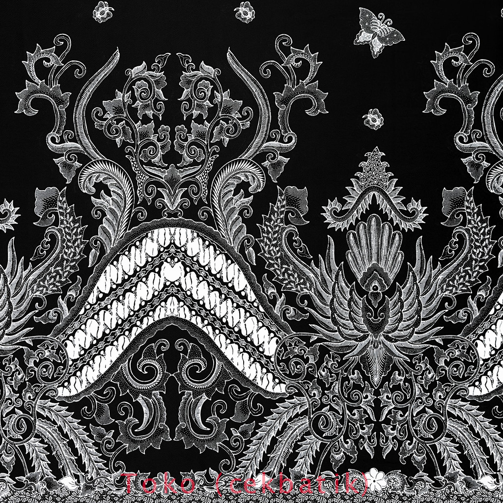 Jual kain batik - Motif Batik Burung Sogan V1 (Hitam Putih) | Shopee ...