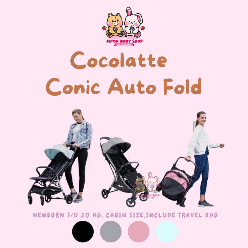 Jual Cocolatte Stroller Conic Auto Fold Stroller Cabin Size Stroller ...