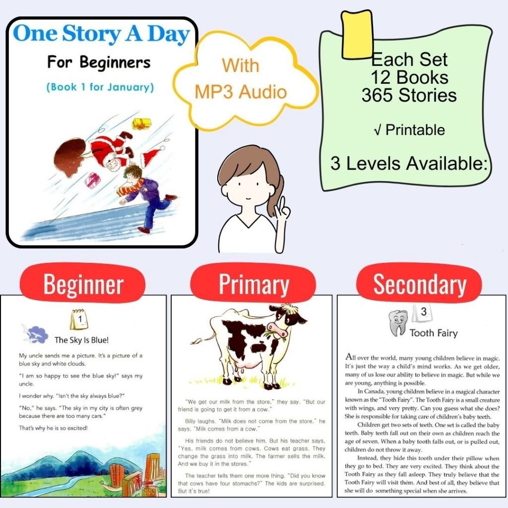 Jual Printable One Story A Day (365 Stories With MP3 Audio) Beginner ...