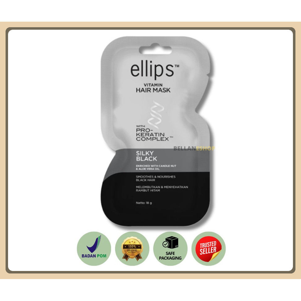 Jual Ellips Hair Mask Pro Keratin Healthy Shine Silky Black Sachet 18gr ...