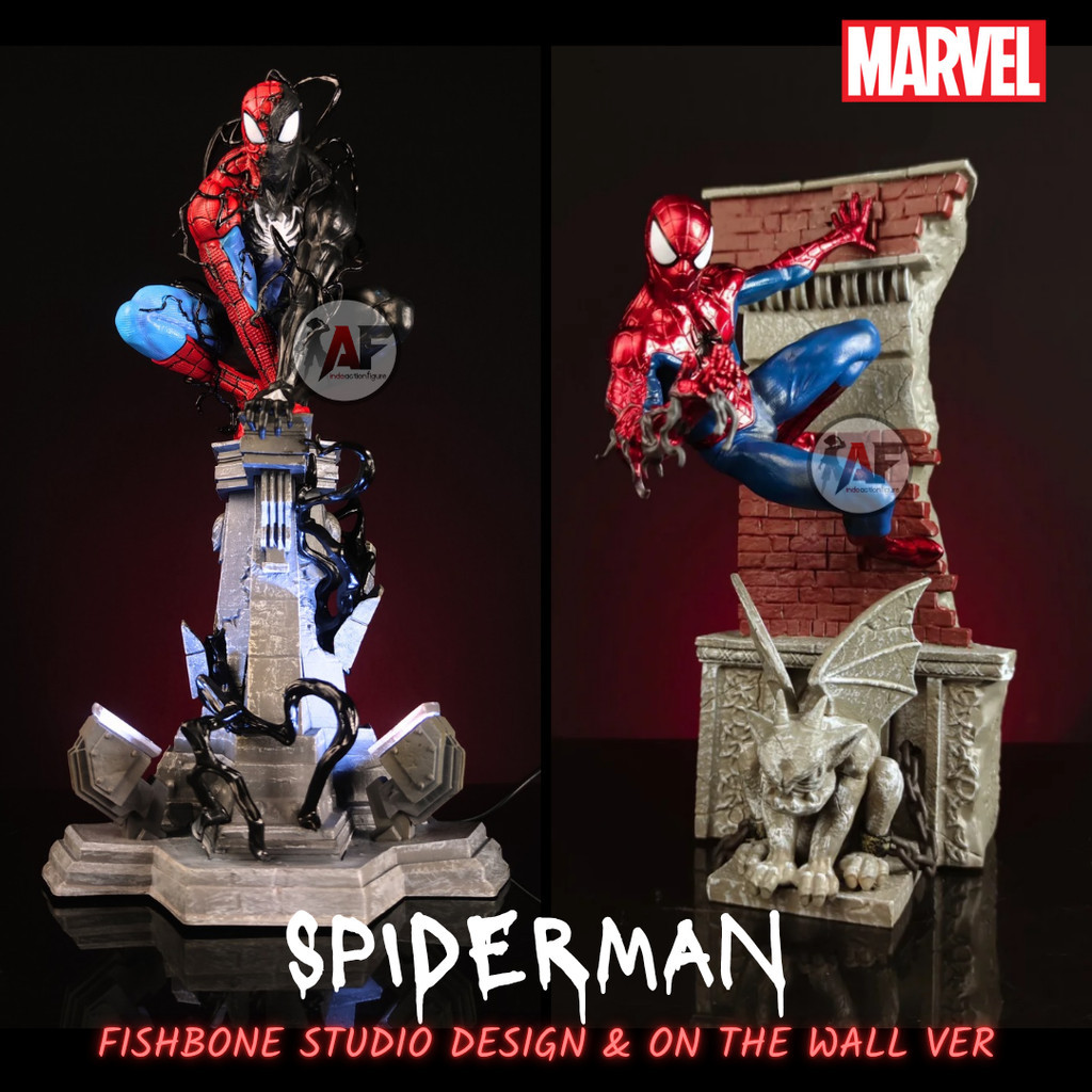 Jual Statue Action Figure Spiderman x Venom with LED Fishbone Studio ...