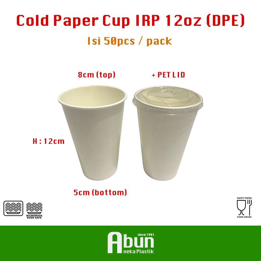 Jual Paper Cold Cup 12oz DPE (Cup Only) @50pcs | Shopee Indonesia