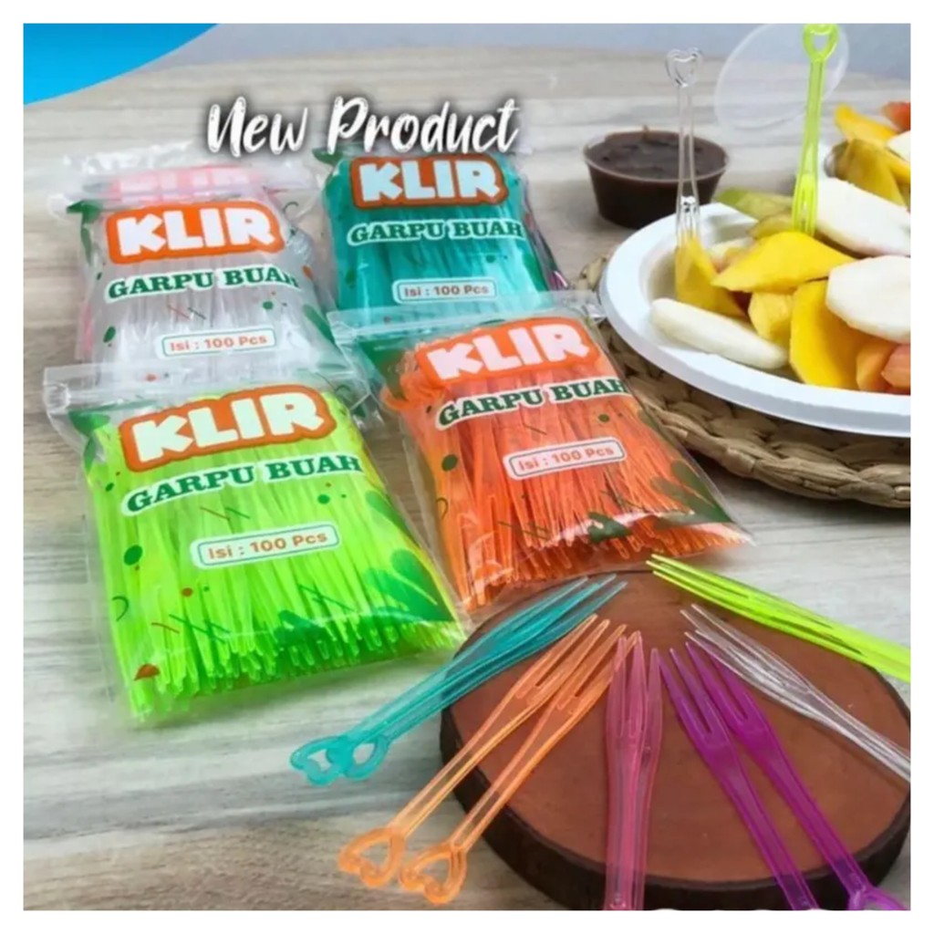 Jual Garpu Buah Cake Kue Puding KLIR Tebal Warna Warni Kecil isi 100 ...