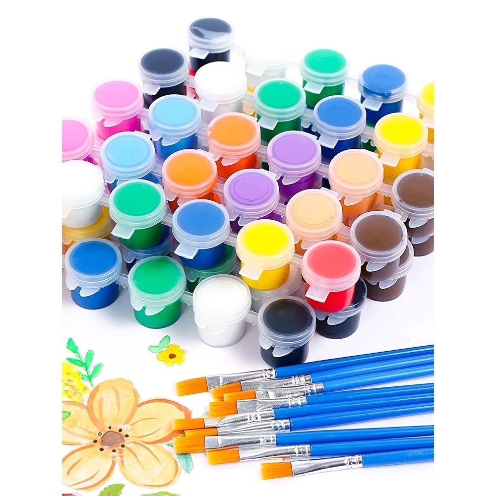 Jual CAT AKRILIK SET ISI 6 KANVAS LUKIS CANVAS PAINT ACRYLIC COLOR KUAS ...