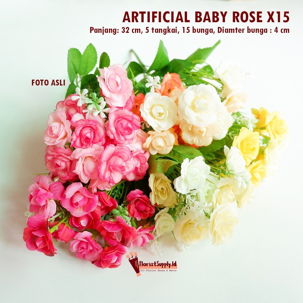 Jual [15 bunga] Artificial Baby Rose X15 / Bunga Mawar Plastik Palsu ...