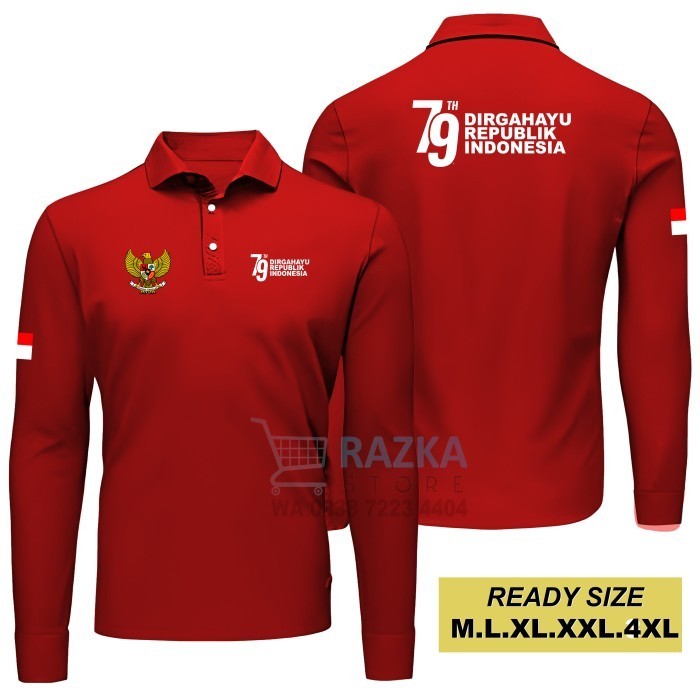 Jual HR Kaos Kerah Hut Ri Ke 79 Kemerdekaan Indonesia Lengan Panjang ...