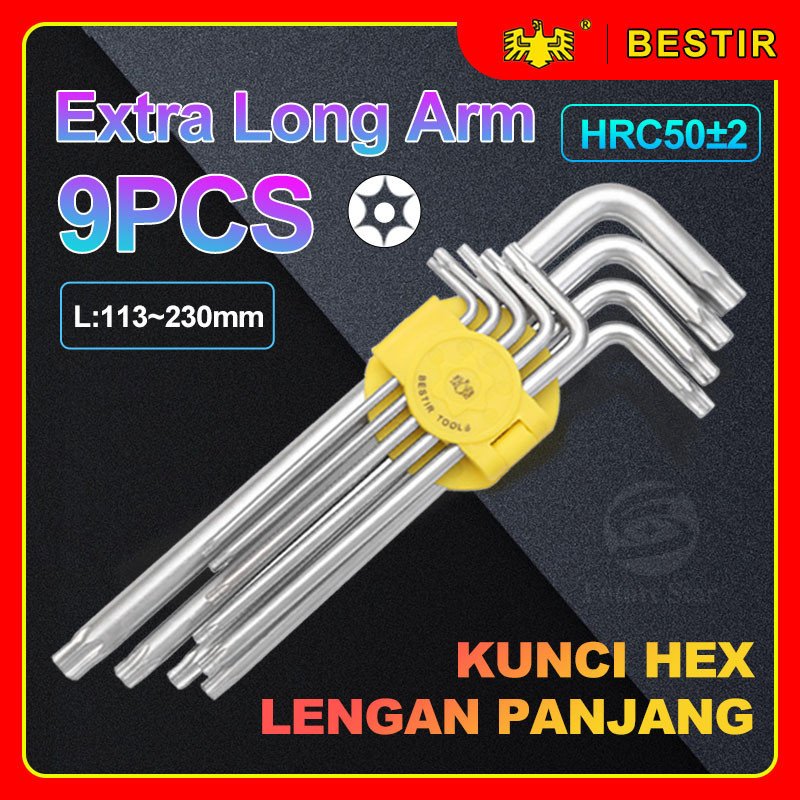 Jual 9pcs Kunci L Set Panjang Hex Key Allen Wrench Extra Long Arm Torx ...