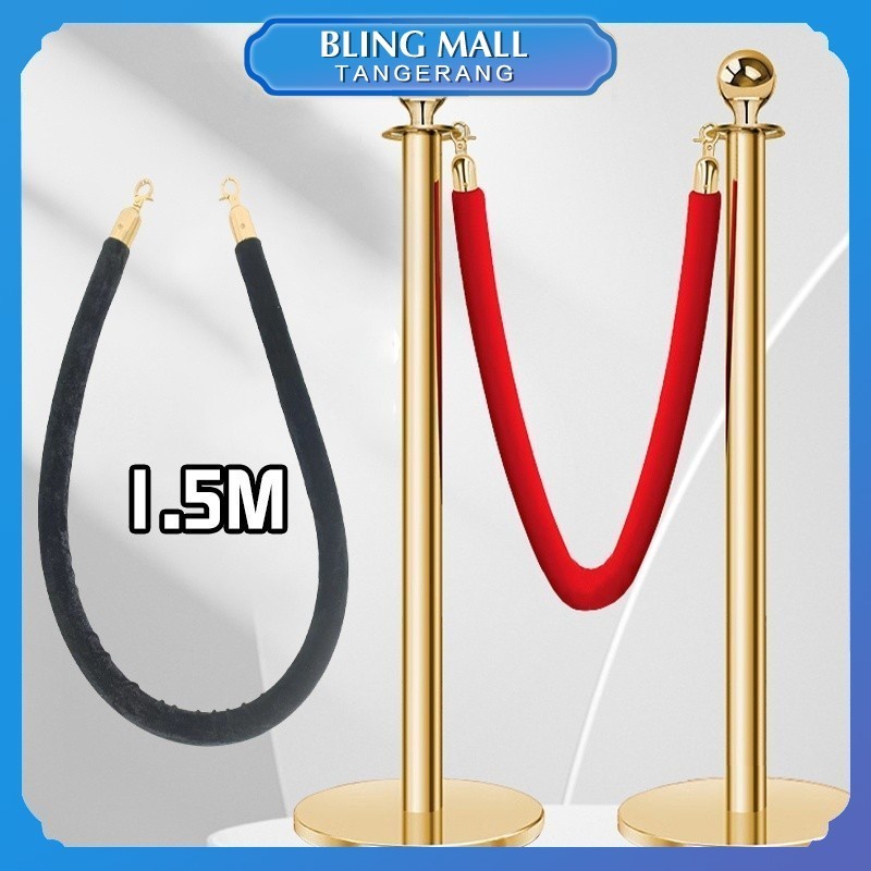 Jual 1.5m Tali Tiang Antrian Warna Merah Atau Hitam Tali Pembatas Tiang ...