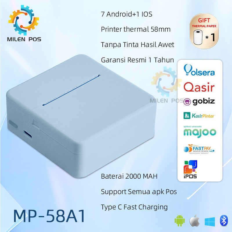 Jual Pocket Mini Printer Bluetooth Printer Kasir Thermal Bluetooth USB ...