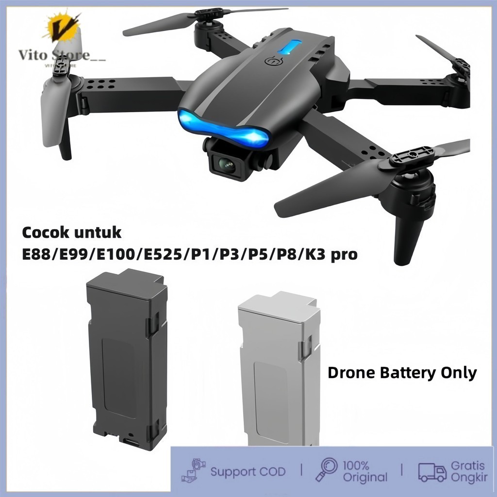 Jual （COD) High-capacity Baterai Cadangan Ori untuk drone E99/E88/E100/P1/P3/P5/P8/K3 Pro 3.7V ...