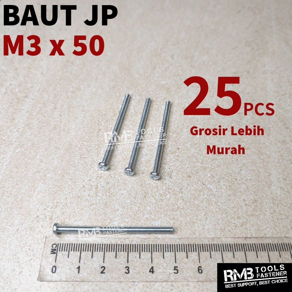 Jual Baut JP M3x50 / Baut Pentol JP Pan Machine Screw Obeng Plus + GALVANIS PUTIH M3 | Shopee ...