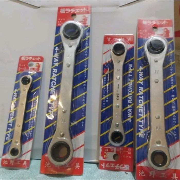 Jual Kunci Ring Kombinasi, 4 Way Ratchet Wrench 4 Ukuran Taiwan - 6x8 ...