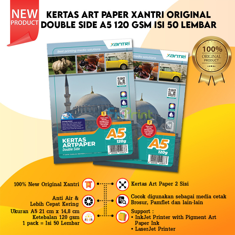 Jual Kertas Art Paper 120 gsm A5 isi 50 Lembar, Kertas Foto A5 ...
