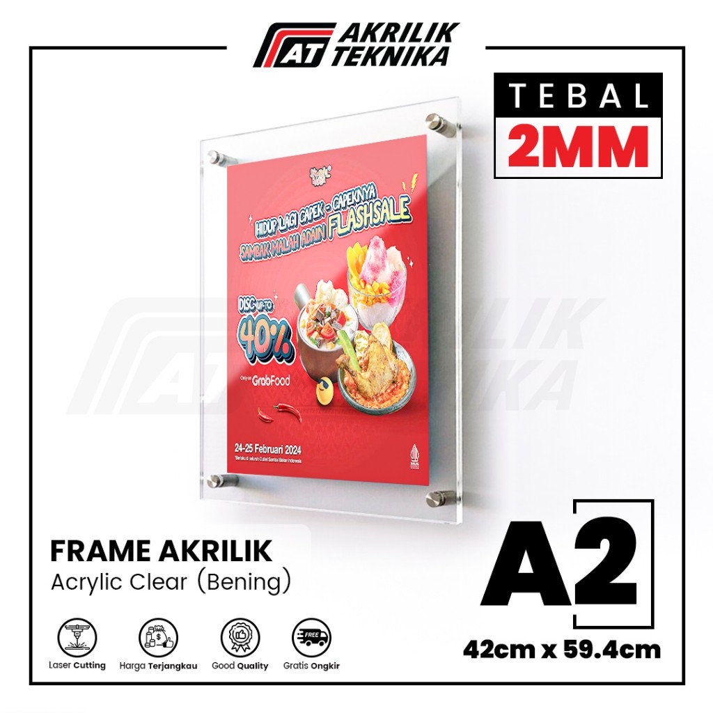 Jual ES56YU Frame Bingkai Display Poster Akrilik Menu Dinding - Ukuran ...